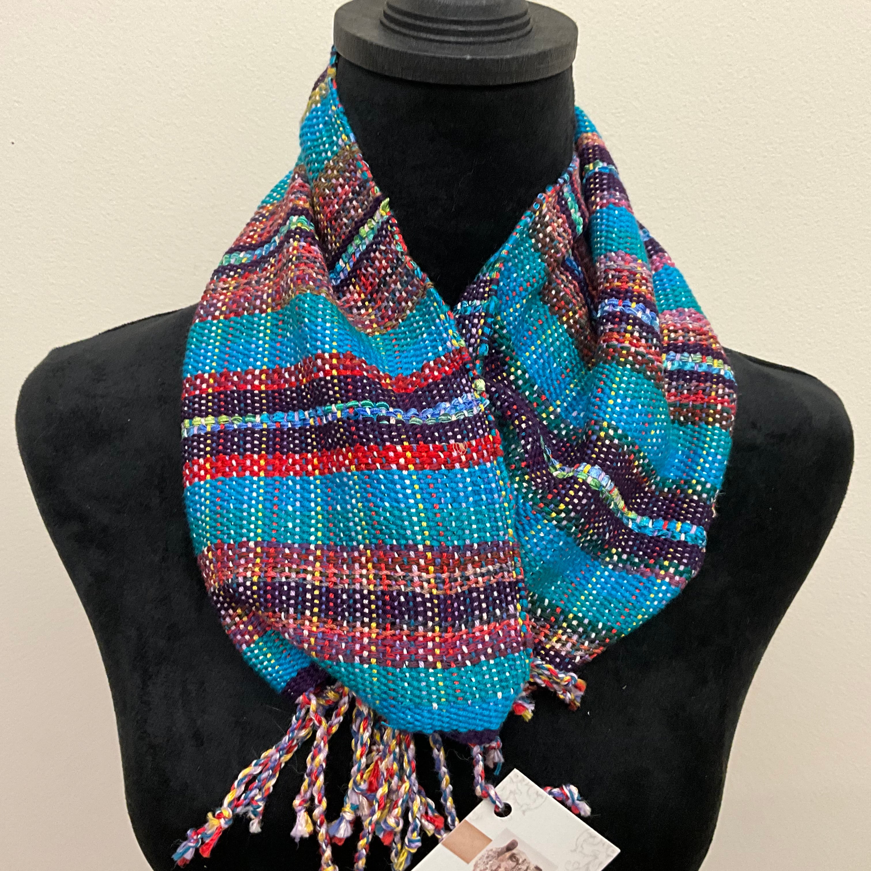 “Jamie” Infinity Scarf - J240 Teal & Rainbow Colors – TAUNY Folkstore